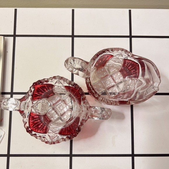 Dining | Vintage Ruby Imperial Glass Ohio Nucut Open Sugar And Creamer ...